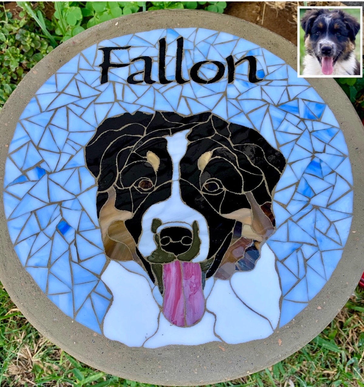 Custom Pet Memorial Stone//stained Glass//mosaic Stepping Stone ...