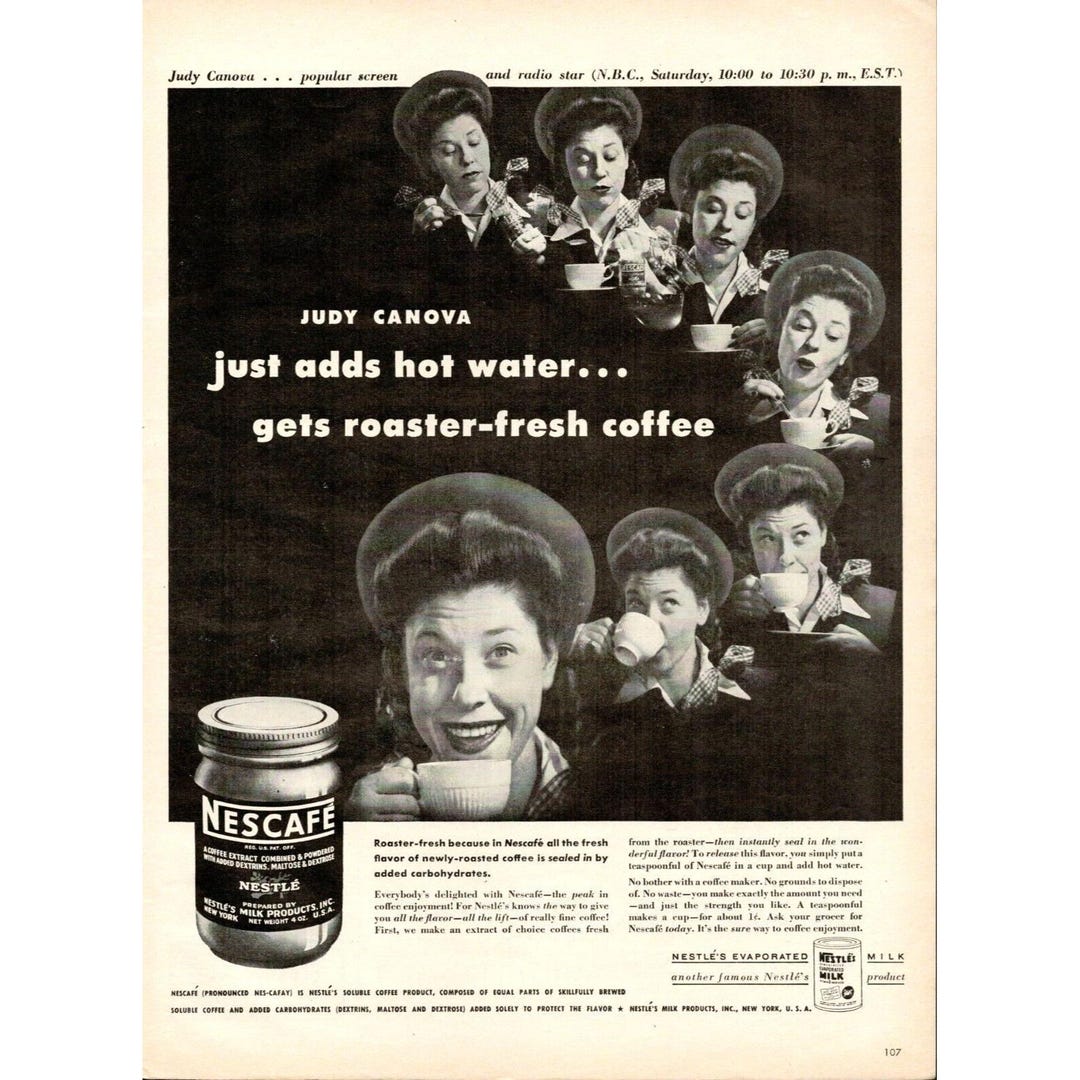 Nestle's Nescafe Instant Coffee F/ Judy Canova 1946 Vintage Print Ad ...