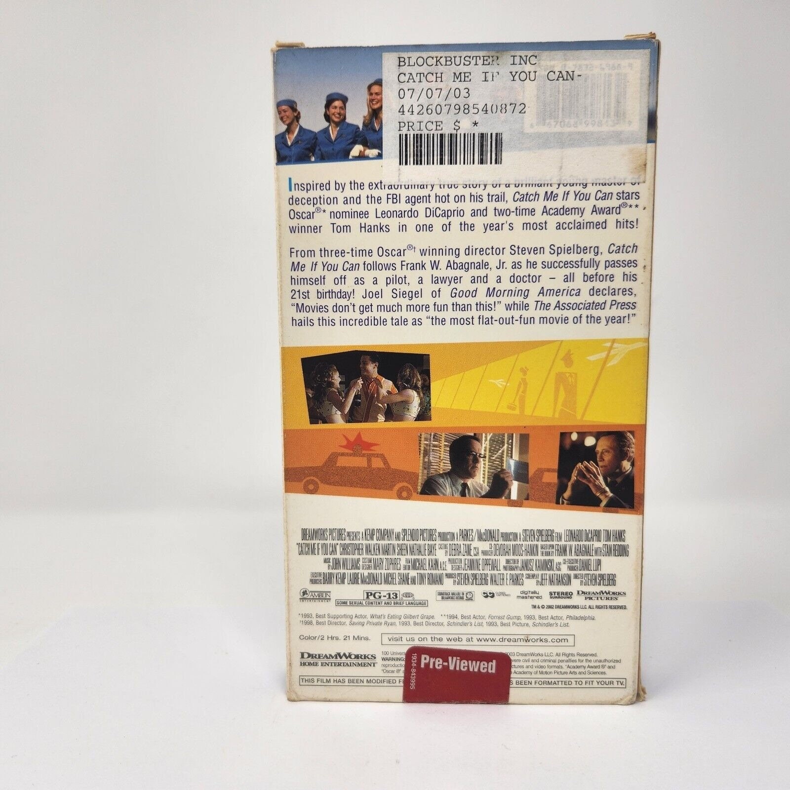 Catch Me If You Can VHS, 2003 Leonardo Dicaprio, Tom Hanks Rated PG-13 v12 - Etsy
