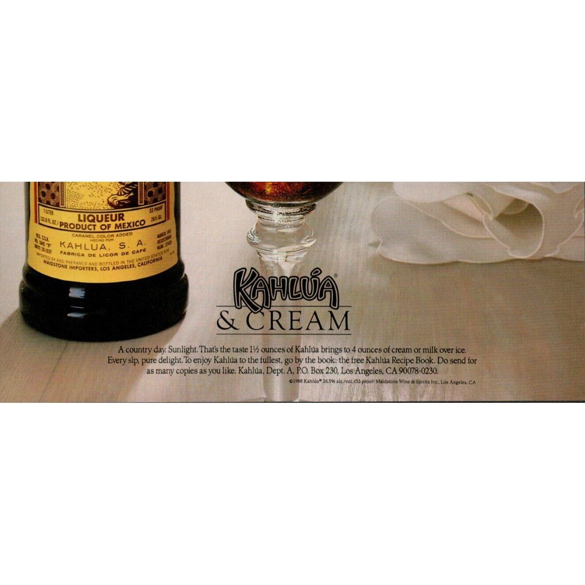 1989 Kahlua & Cream Vintage Print Ad (L14) - Etsy