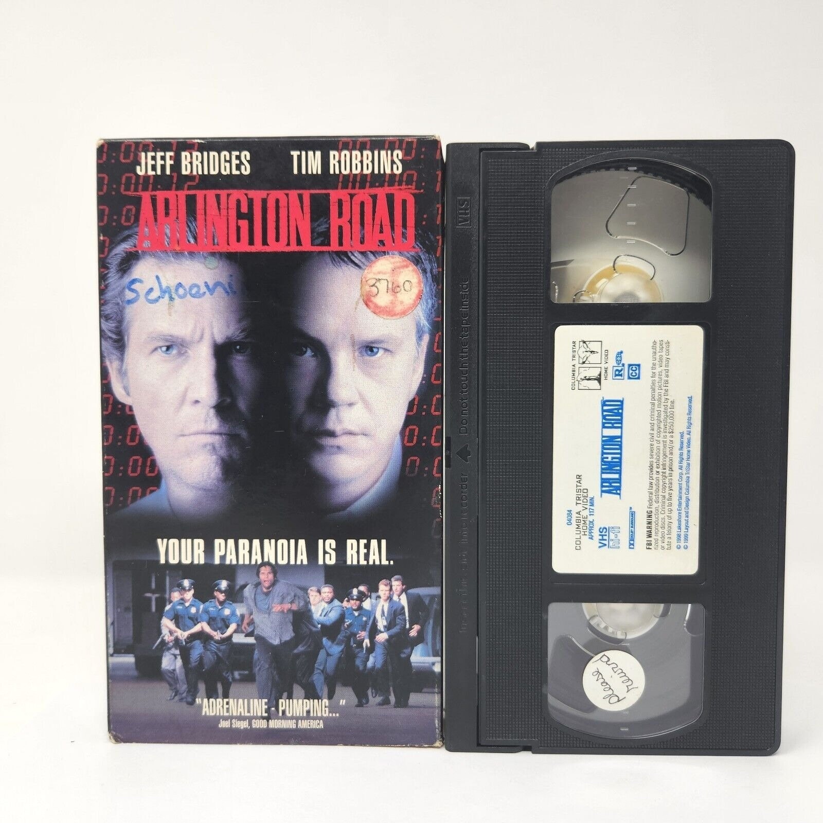 Arlington Road VHS, 1999 Jeff Bridges, Tim Robbins, Columbia Tristar v8 ...
