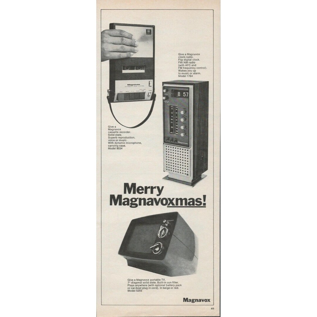 1972 Magnavox Cassette Recorder Clock Radio Portable TV Vintage Print ...