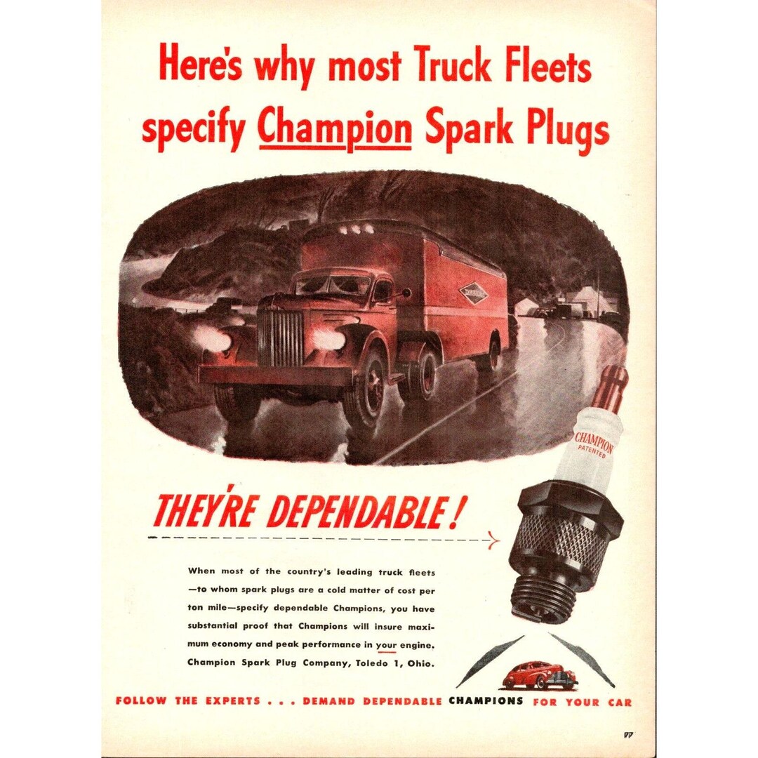 1946 Champion Spark Plugs Vintage Print Ad (L7) - Etsy