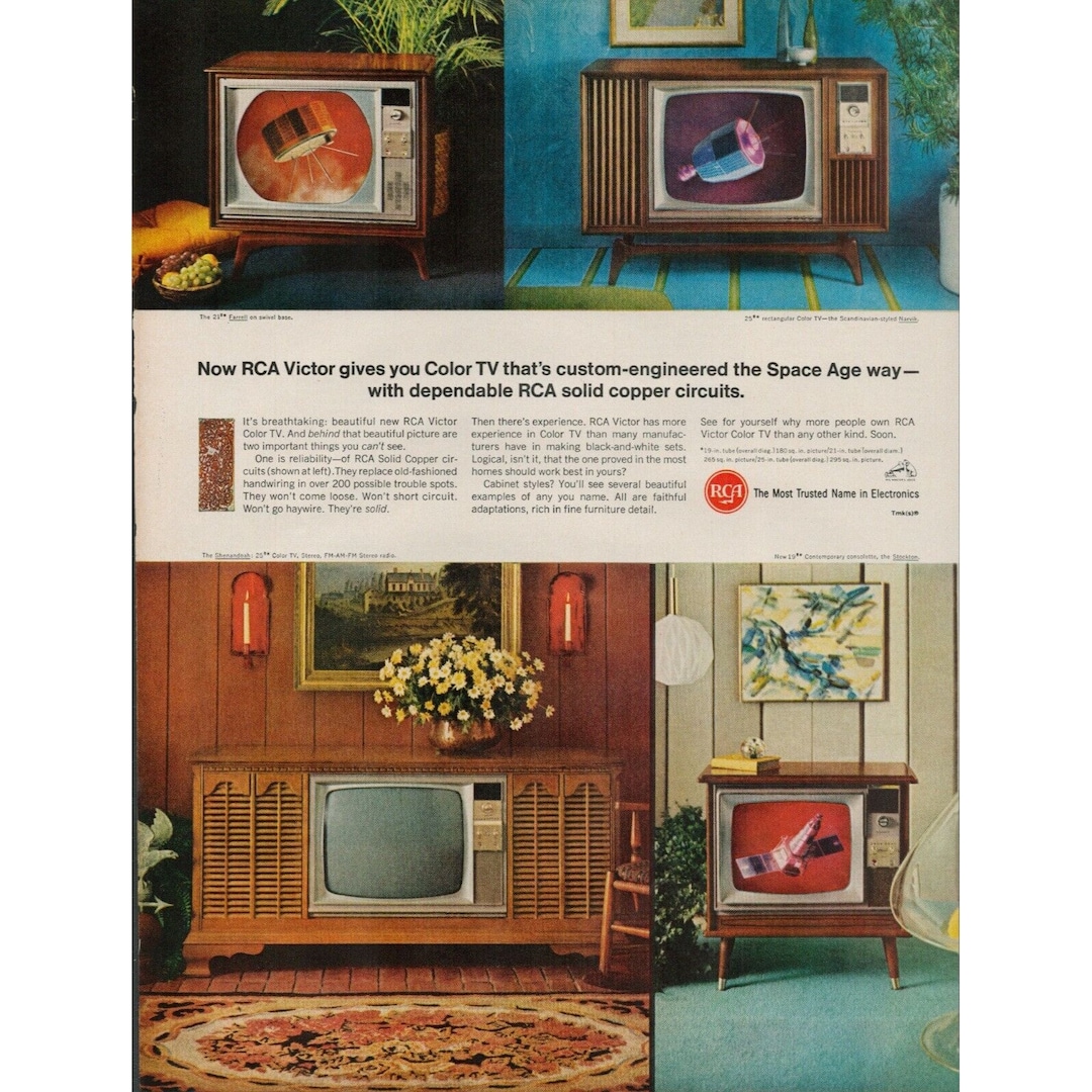 RCA Victor Color TV Cabinet Styles 1966 Vintage Print Ad L4 - Etsy