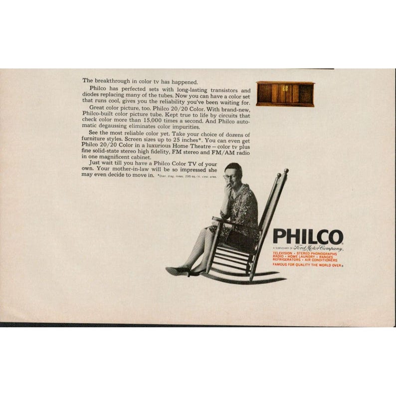 Philco Color TV 1966 Vintage Print Ad (L4) - Etsy