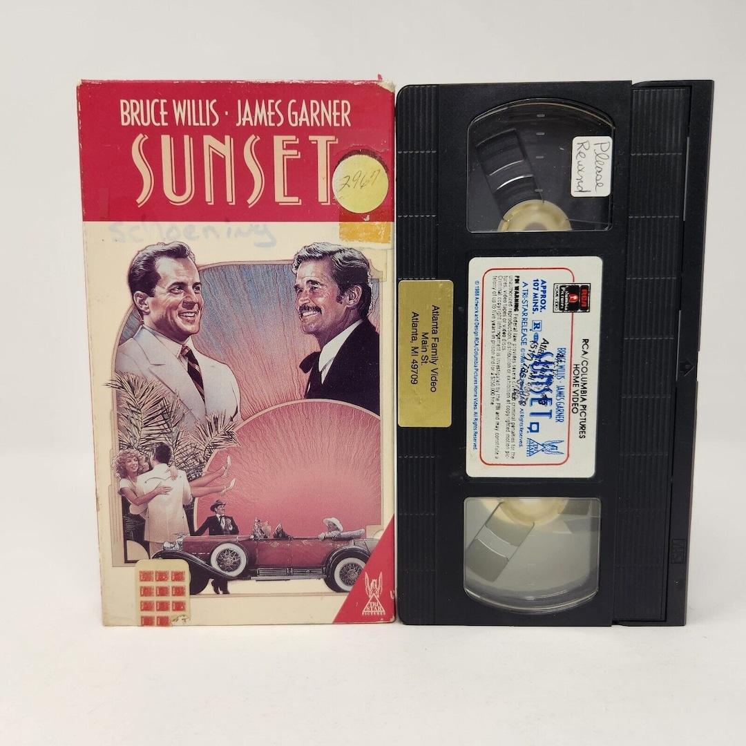 Sunset VHS,1988 Bruce Willis, James Garner Rated R v7 - Etsy