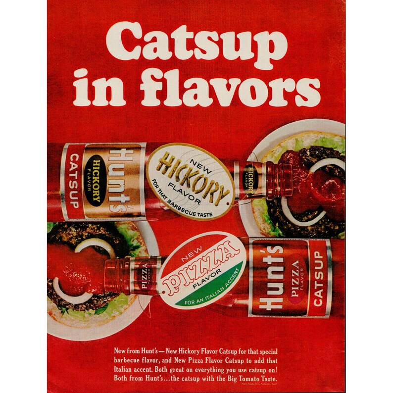 1965 Hunt's Flavored Catsup Vintage Print Ad (L19) - Etsy