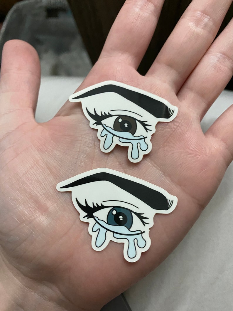 Brown Eye and Blue Eye Crying Laptop Water Bottle Sticker - Etsy