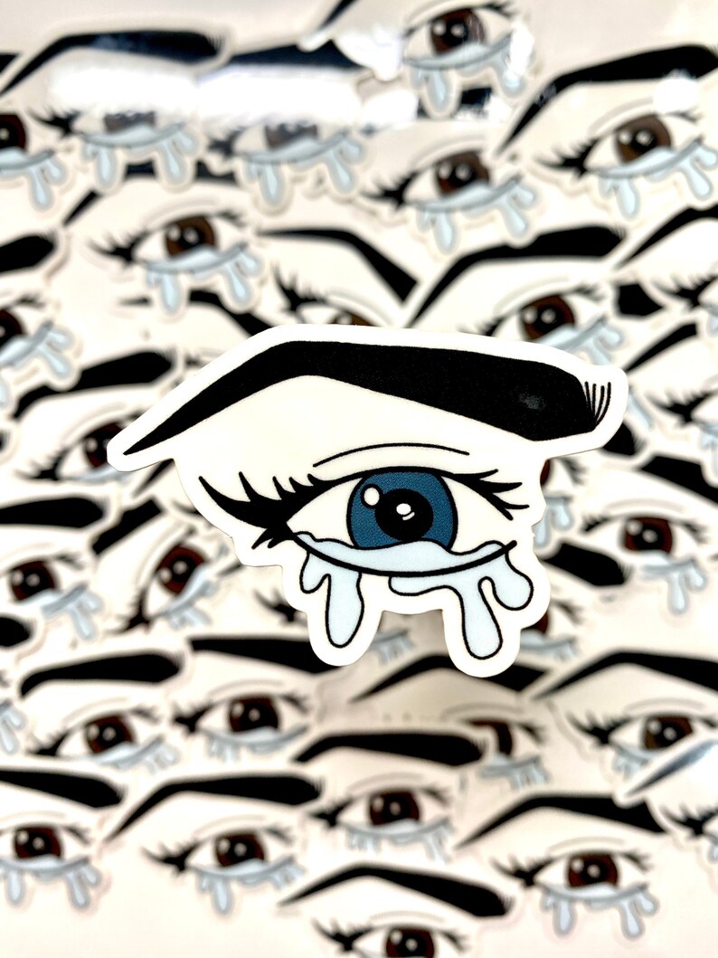 Brown Eye and Blue Eye Crying Laptop Water Bottle Sticker - Etsy