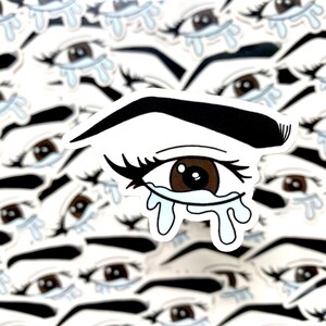 Brown Eye and Blue Eye Crying Laptop Water Bottle Sticker - Etsy