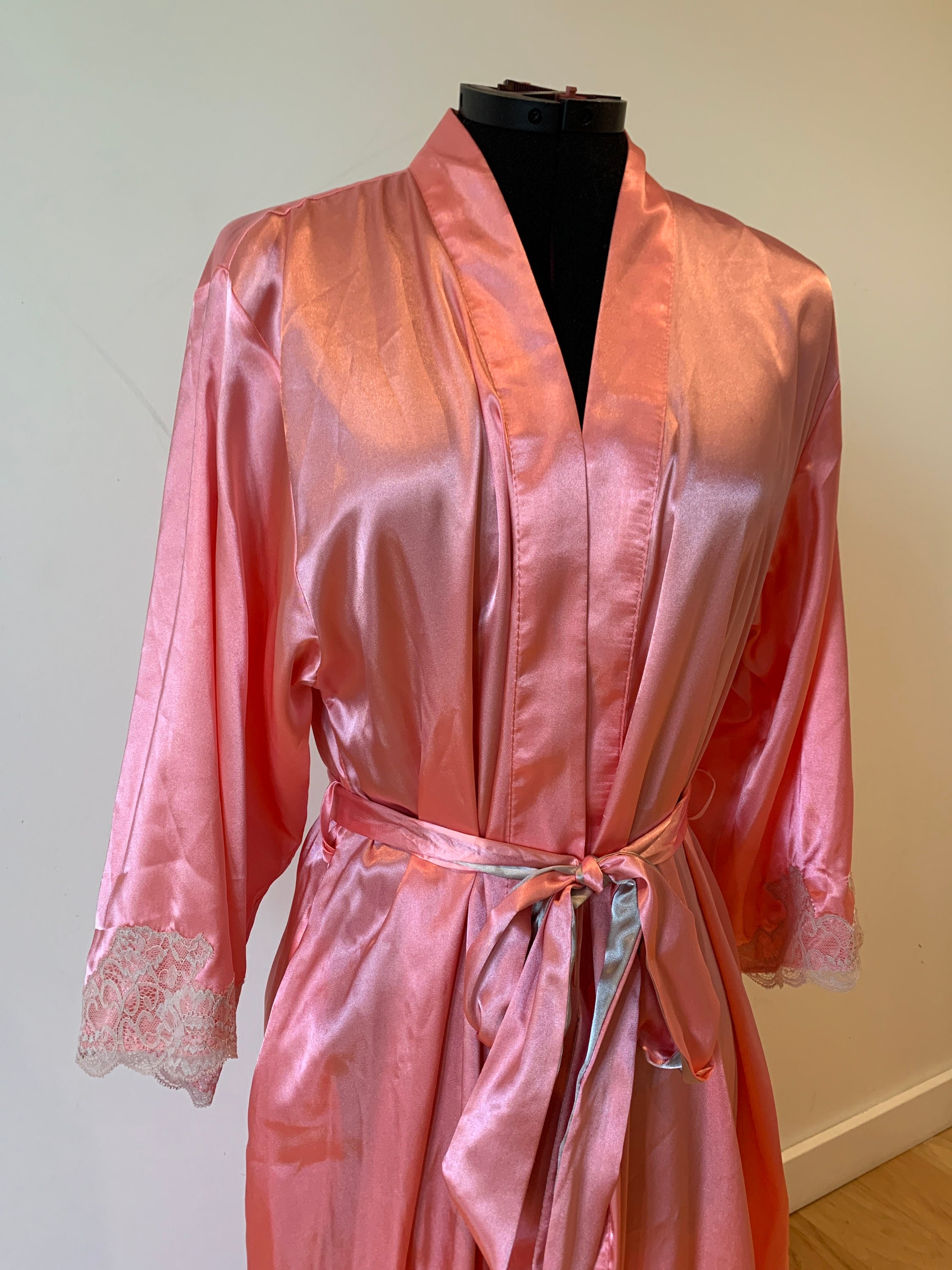 Vintage Pink Satin Robe - Etsy