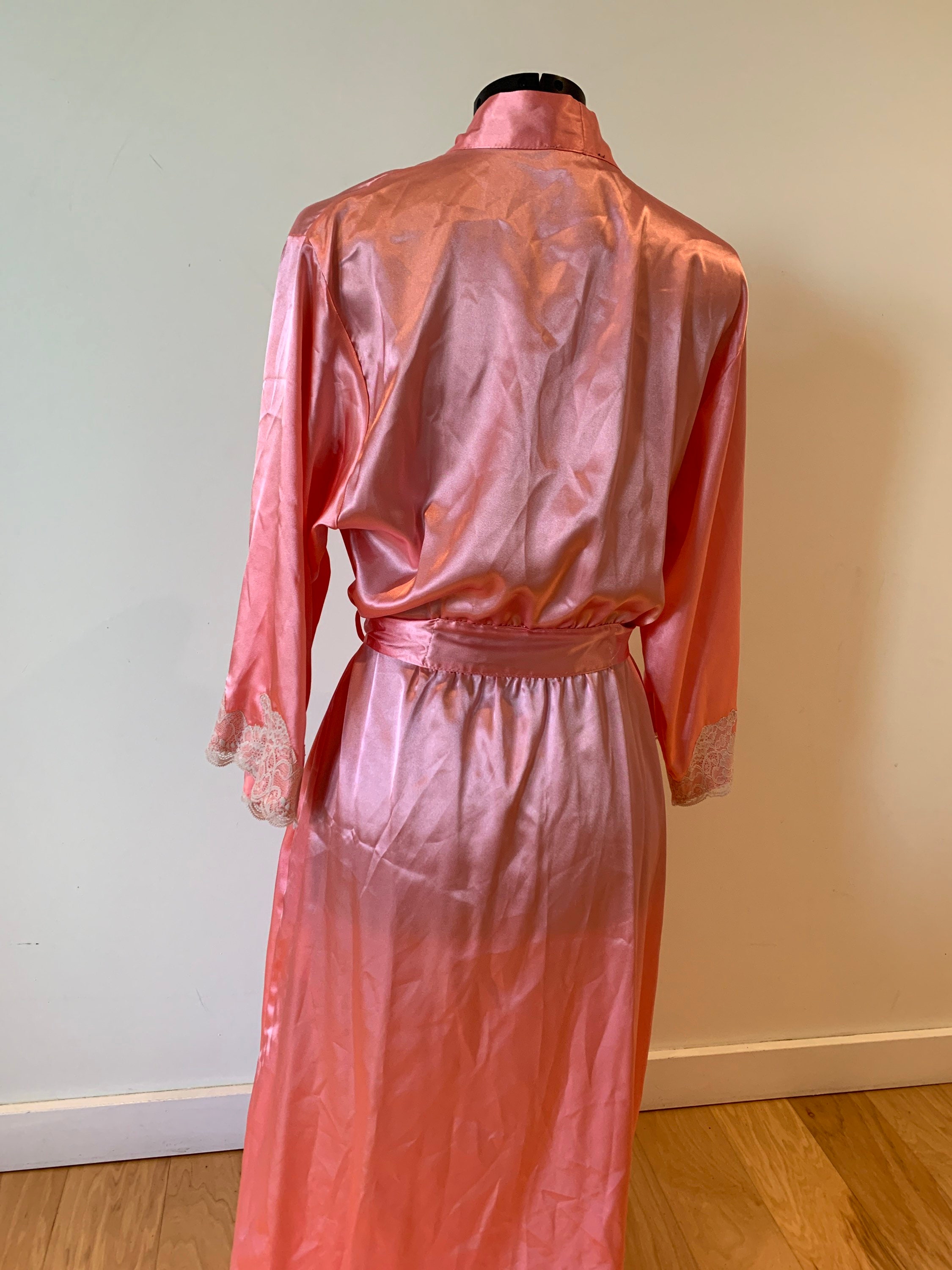 Vintage Pink Satin Robe - Etsy