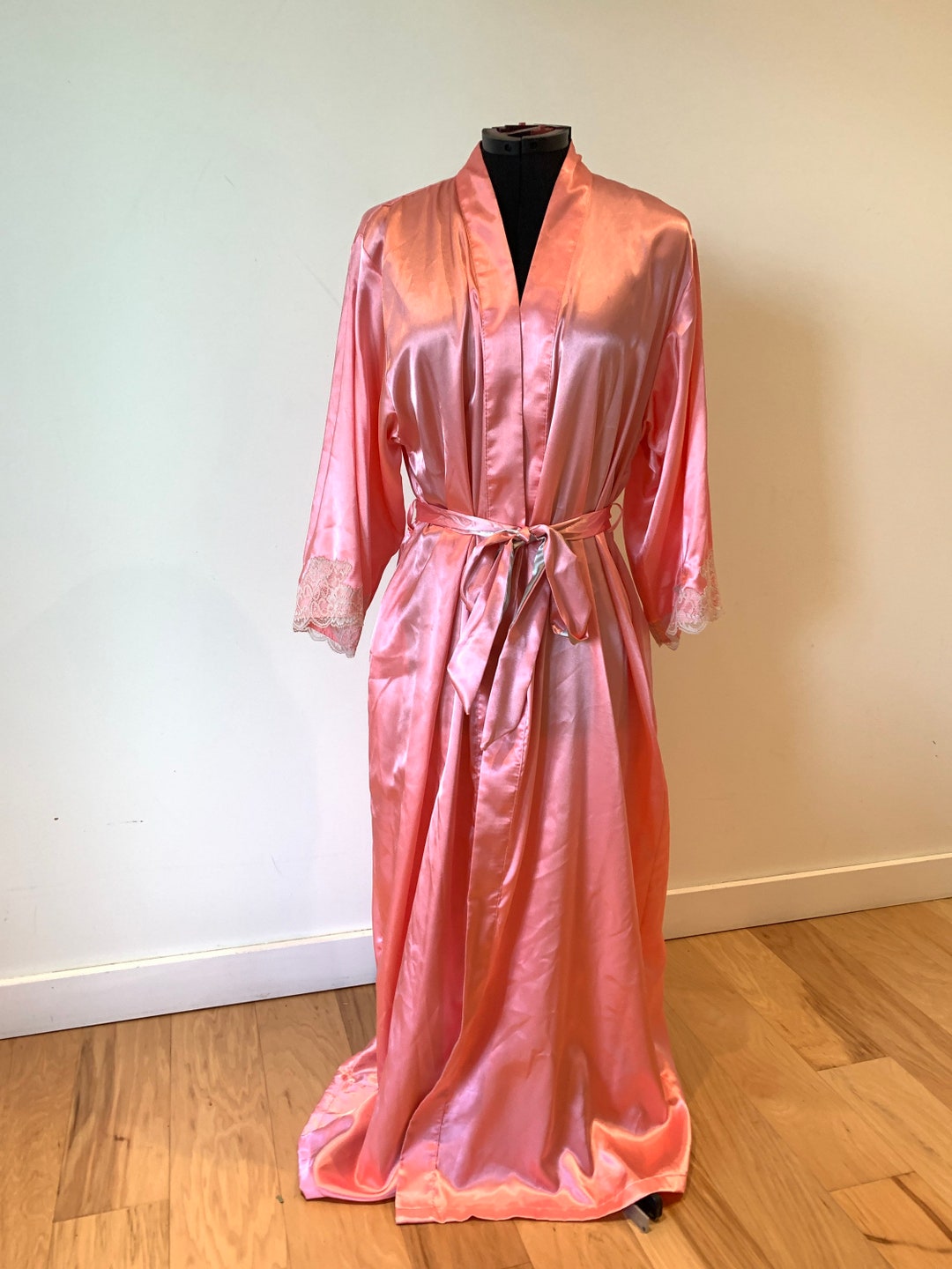 Vintage Pink Satin Robe - Etsy