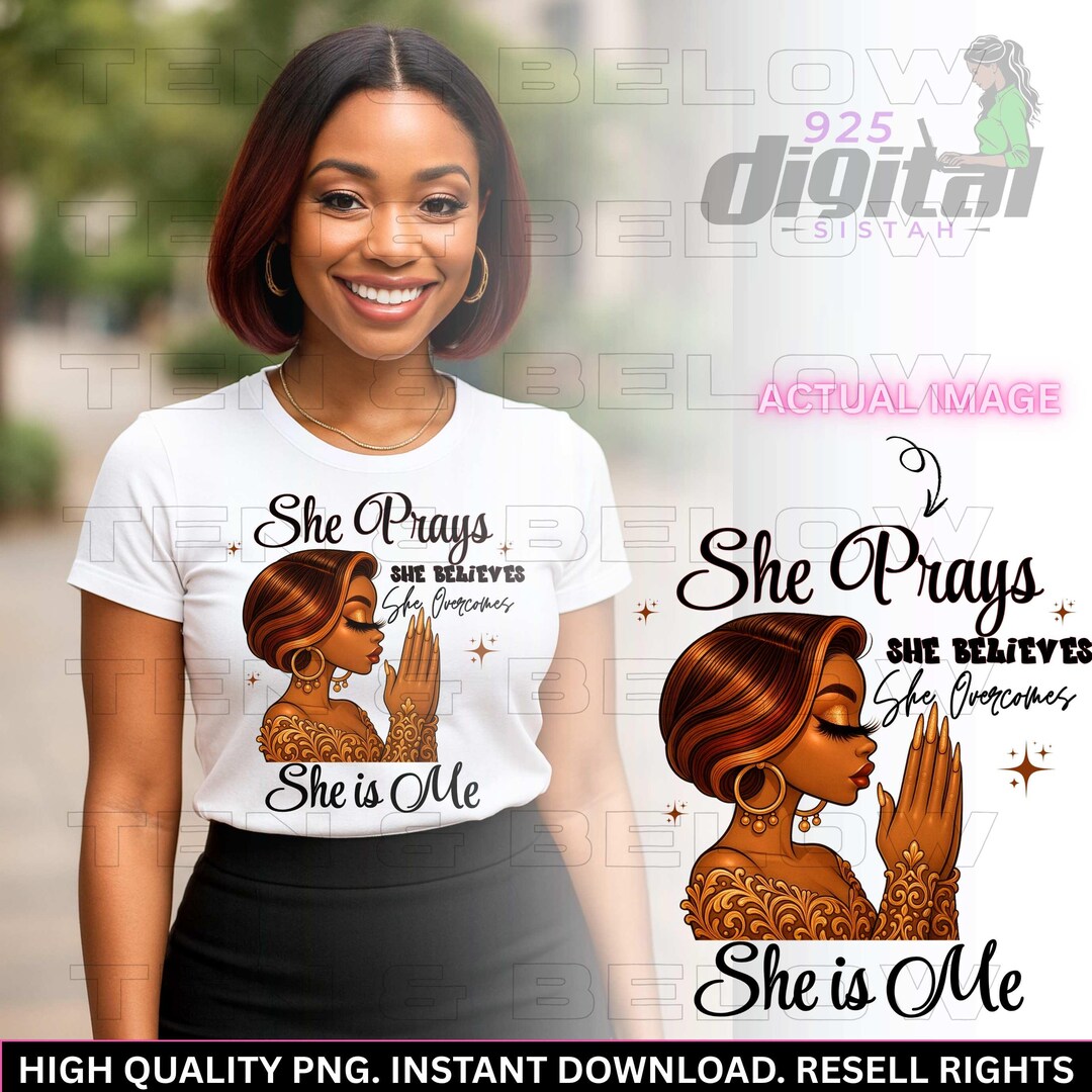 She Prays She Believes She Overcomes SVG & PNG | Prayer Digital Art for ...