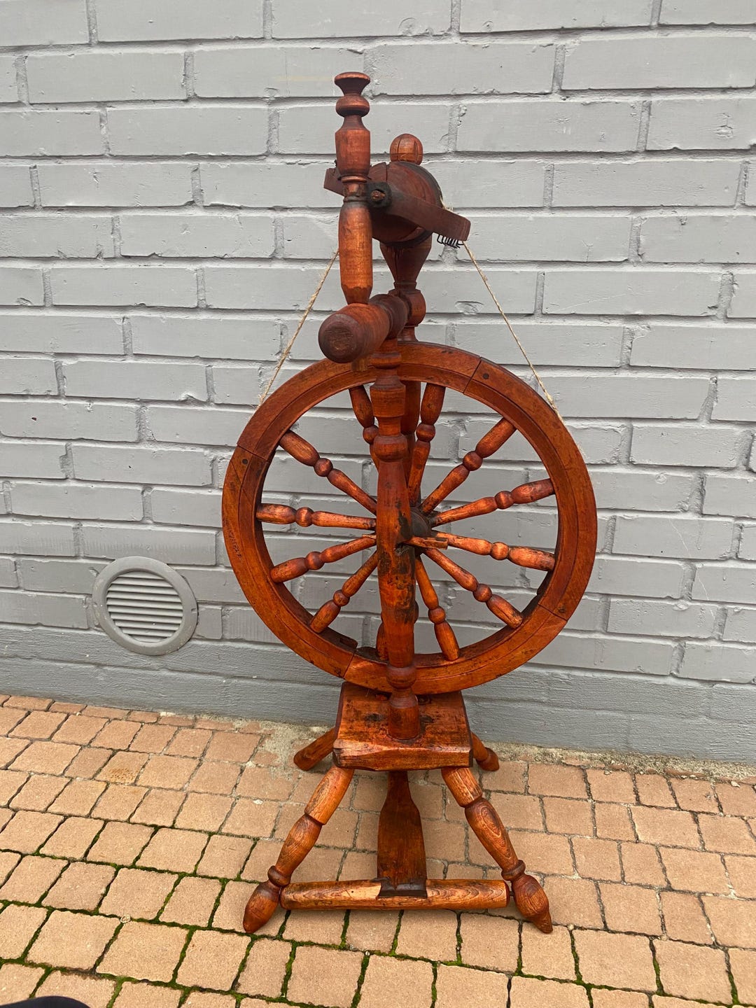 Working Spinning Wheel Vintage Spinning Tool Manual Spinning Rustic ...