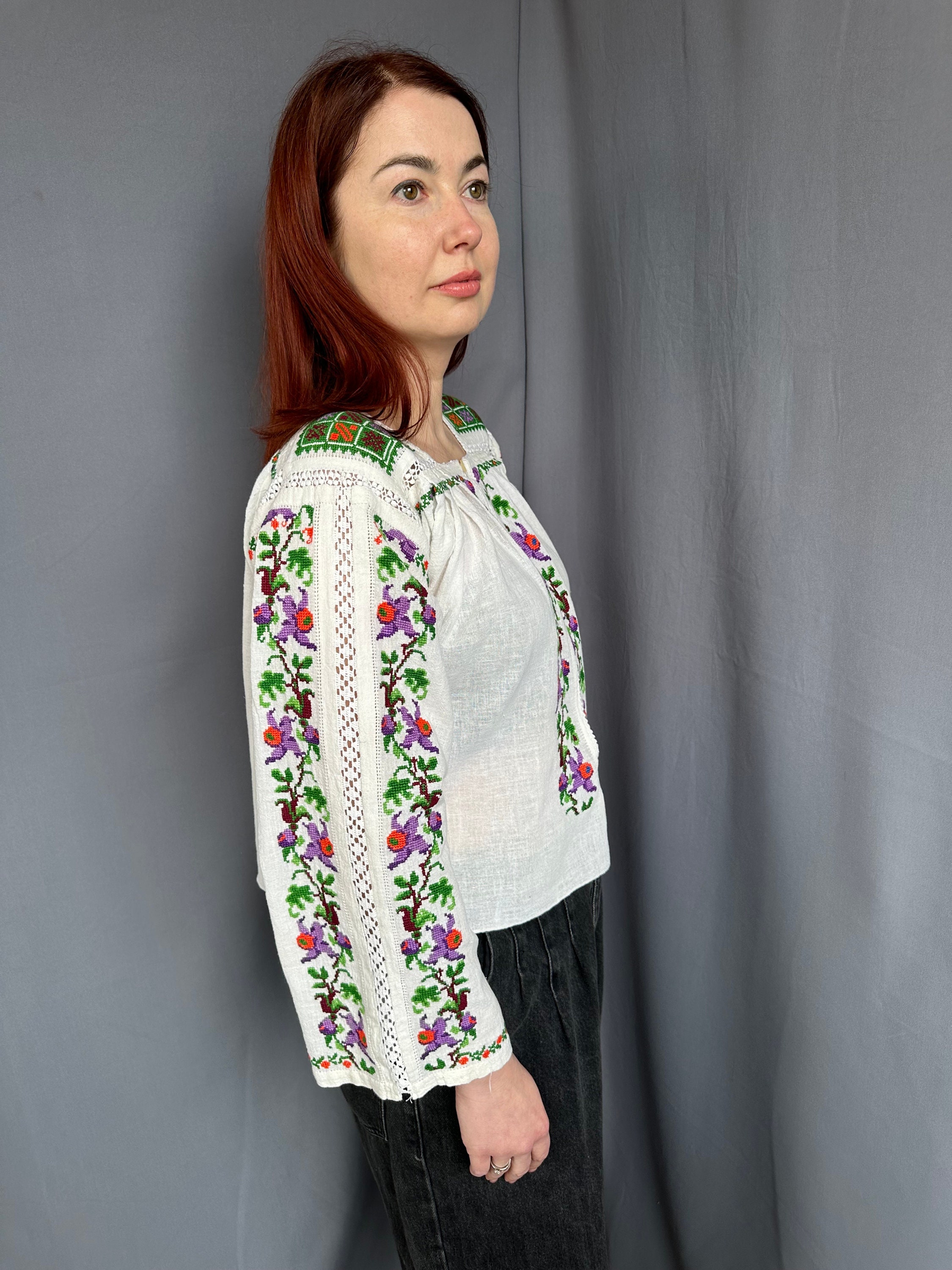 Romanian Blouse Embroidered Blouse Antique Blouse Embroidered Top ...