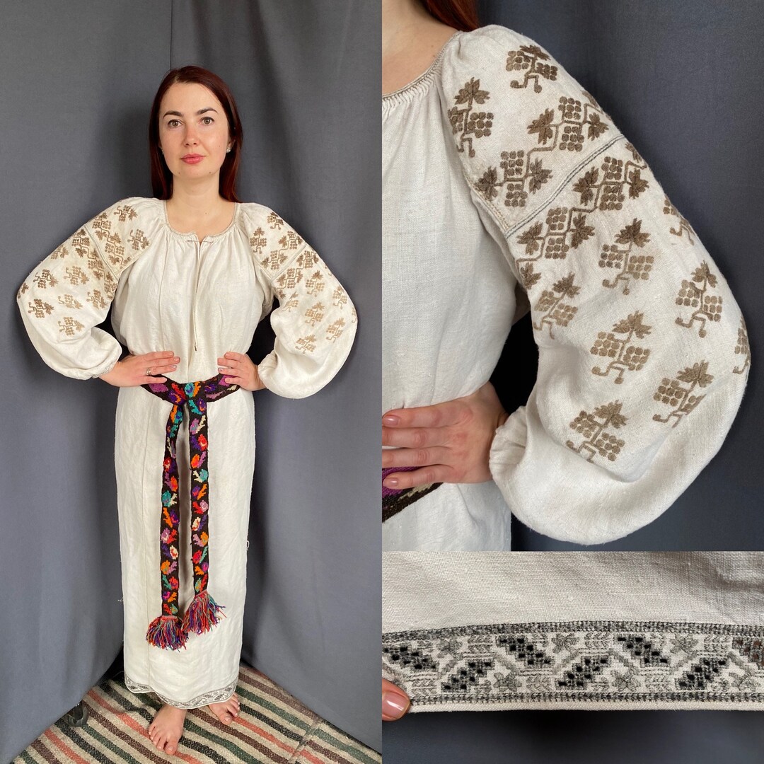 Embroidered Dress Ukrainian Dress Vyshyvanka Antique Chemise - Etsy