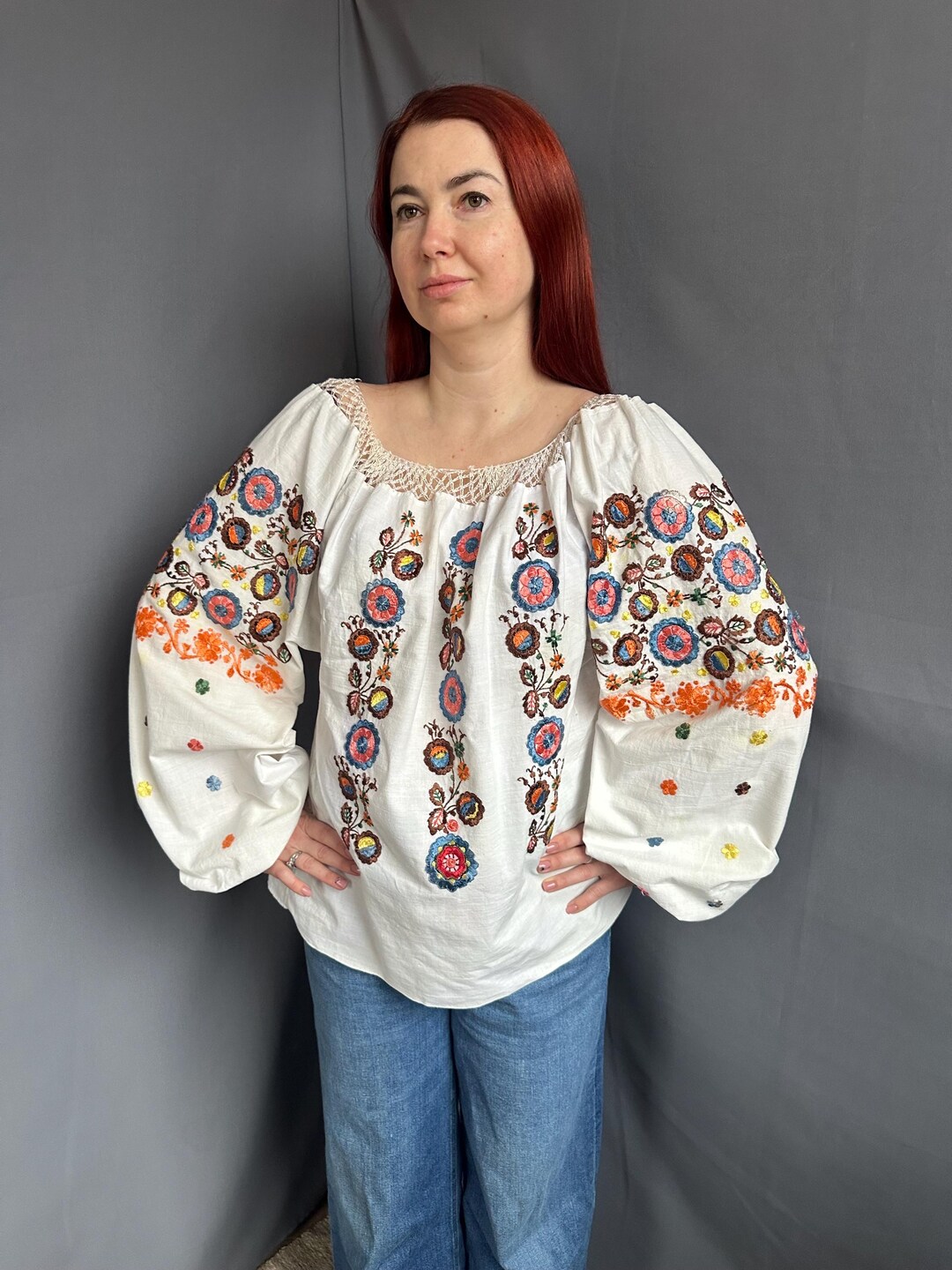 Big Size Romanian Blouse Embroidered Blouse Antique Blouse Embroidered ...