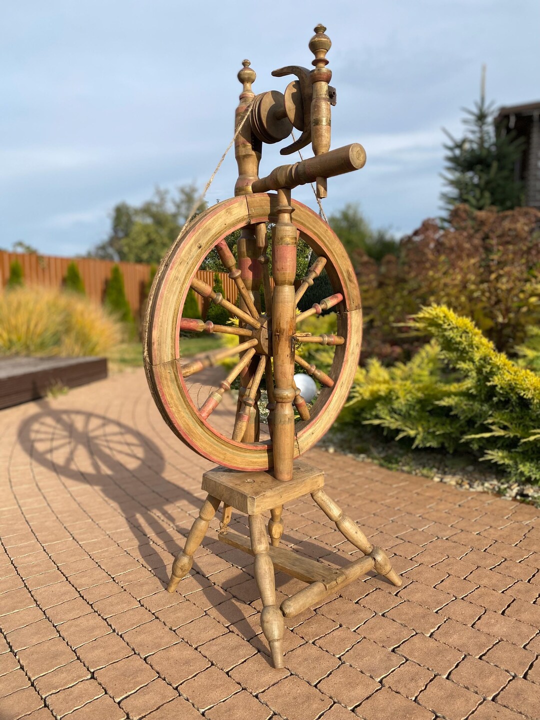 Antique Working Manual Spinning Wheel Vintage Spinning Tool Early 20th ...