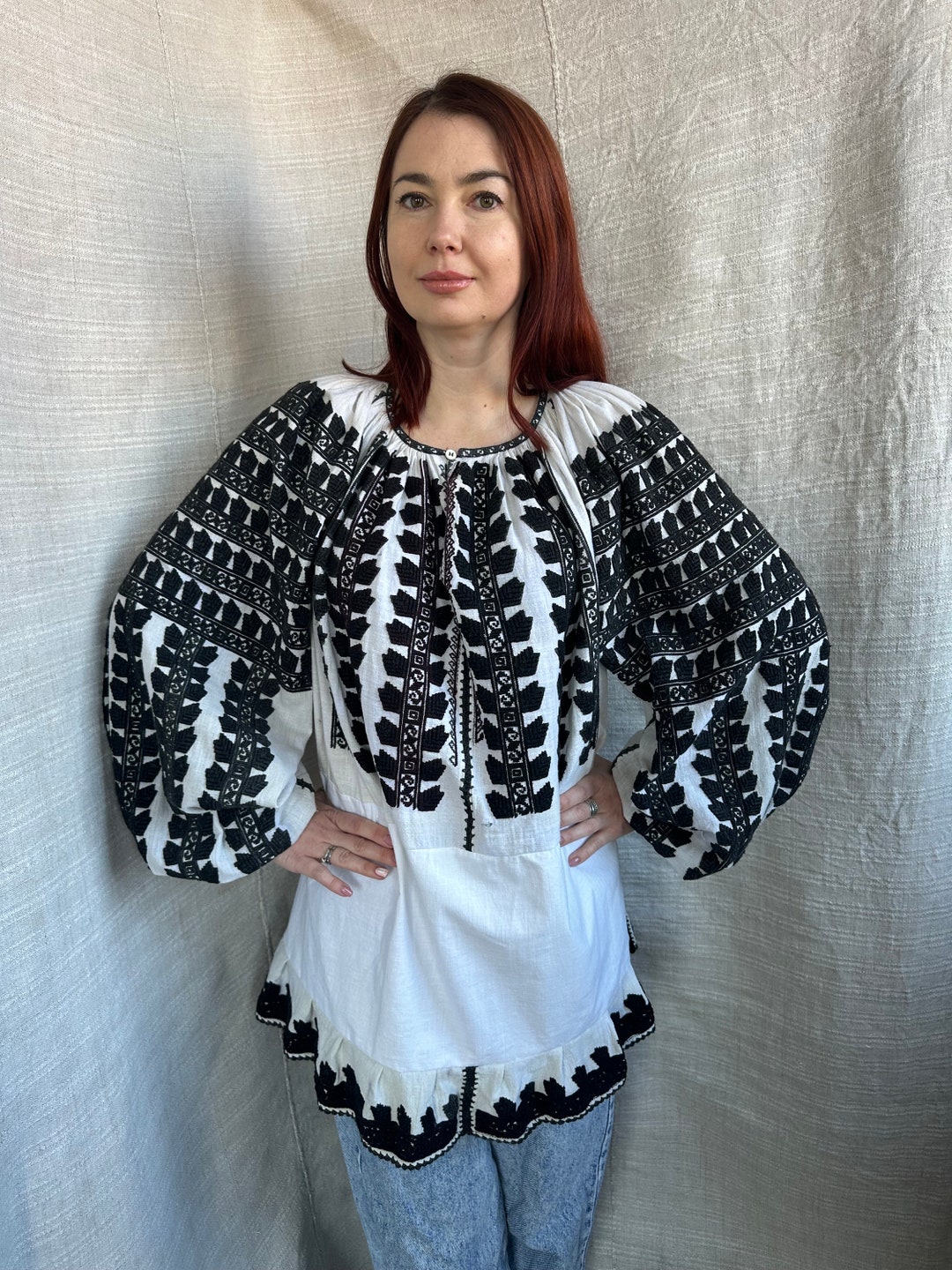 Vintage Romanian Blouse Embroidered Top Vintage Outfit Heavy ...