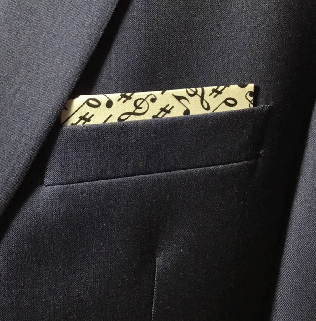 Pre-folded Pocket Square--musical Notes, Black and White--squares2go - Etsy