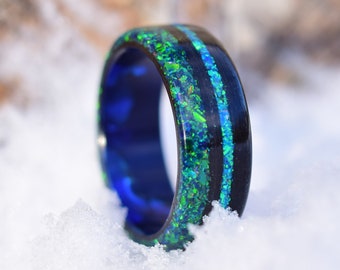 8mm Fumed Cherry Bentwood With Crushed Dark Green Opal and - Etsy