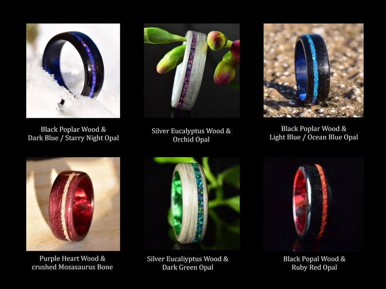 Black Poplar Wood Ring Crushed Dark Blue Opal Blue Epoxy - Etsy