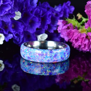 Wedding Ring, Promise Ring, Sky Blue and Royal Lavender Opal With ...