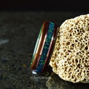 8mm Fumed Cherry Bentwood With Crushed Dark Green Opal and Rose Gold on ...