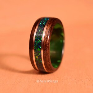 8mm Fumed Cherry Bentwood With Crushed Dark Green Opal and Rose Gold on ...