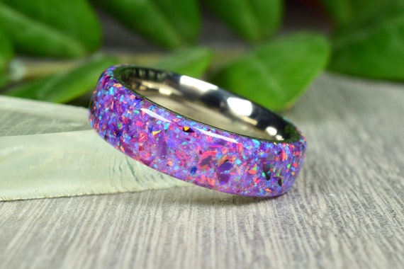 Wedding Ring Promise Ring Royal Lavender and Blue Opal With - Etsy