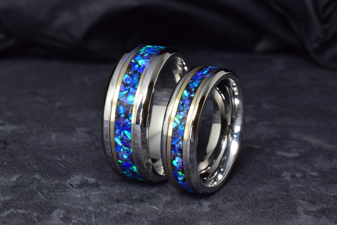 Galaxy Ring Set - Medical Grade Stainless Steel Ring With 14k Yellow ...