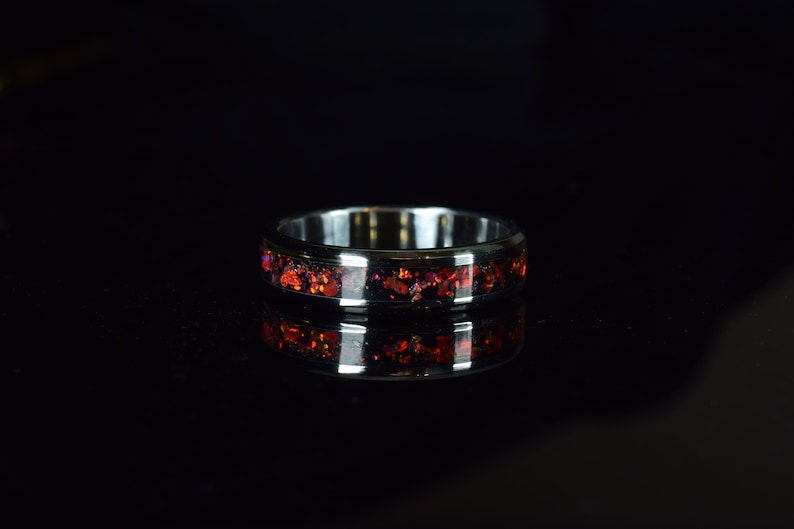 Wedding Ring, Promise Ring, Stainless Steel Ring With Crushed Black ...