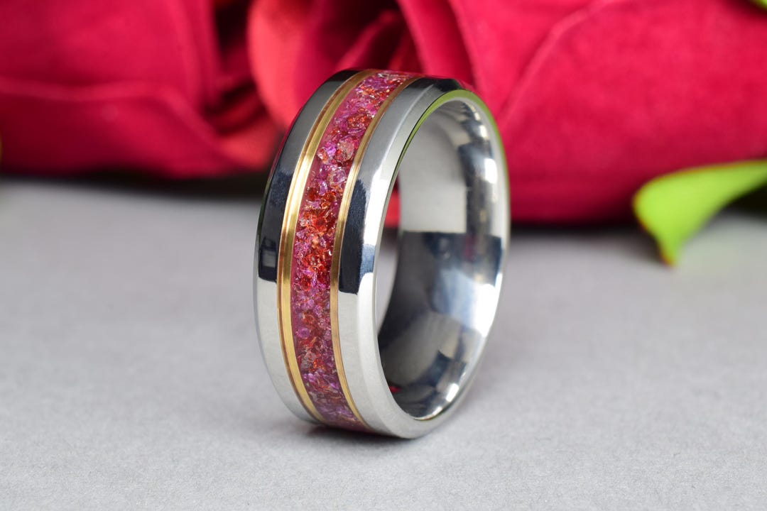 Titanium Ring / Tungsten Wedding Ring / Stainless Steel Ring With 24k ...