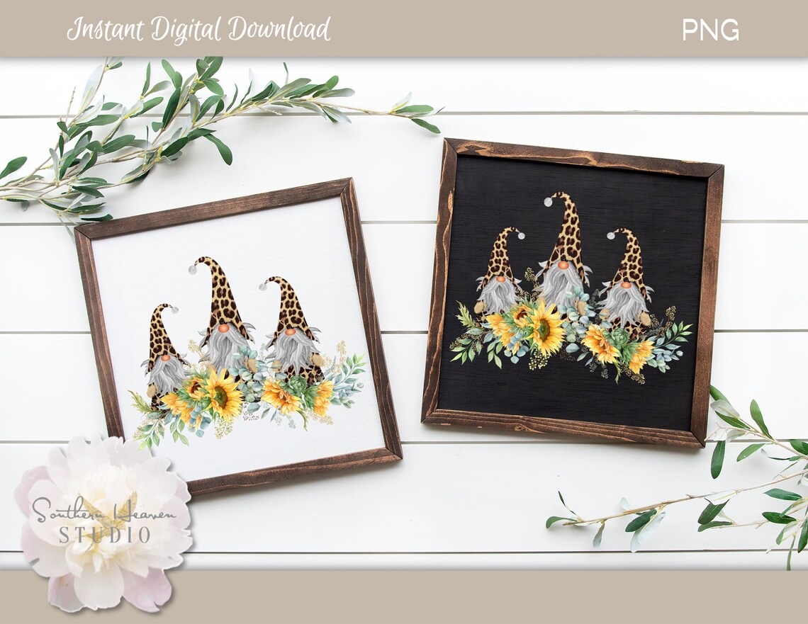 LEOPARD GNOMES SUNFLOWER Png Fall Gnome Gnome Love - Etsy