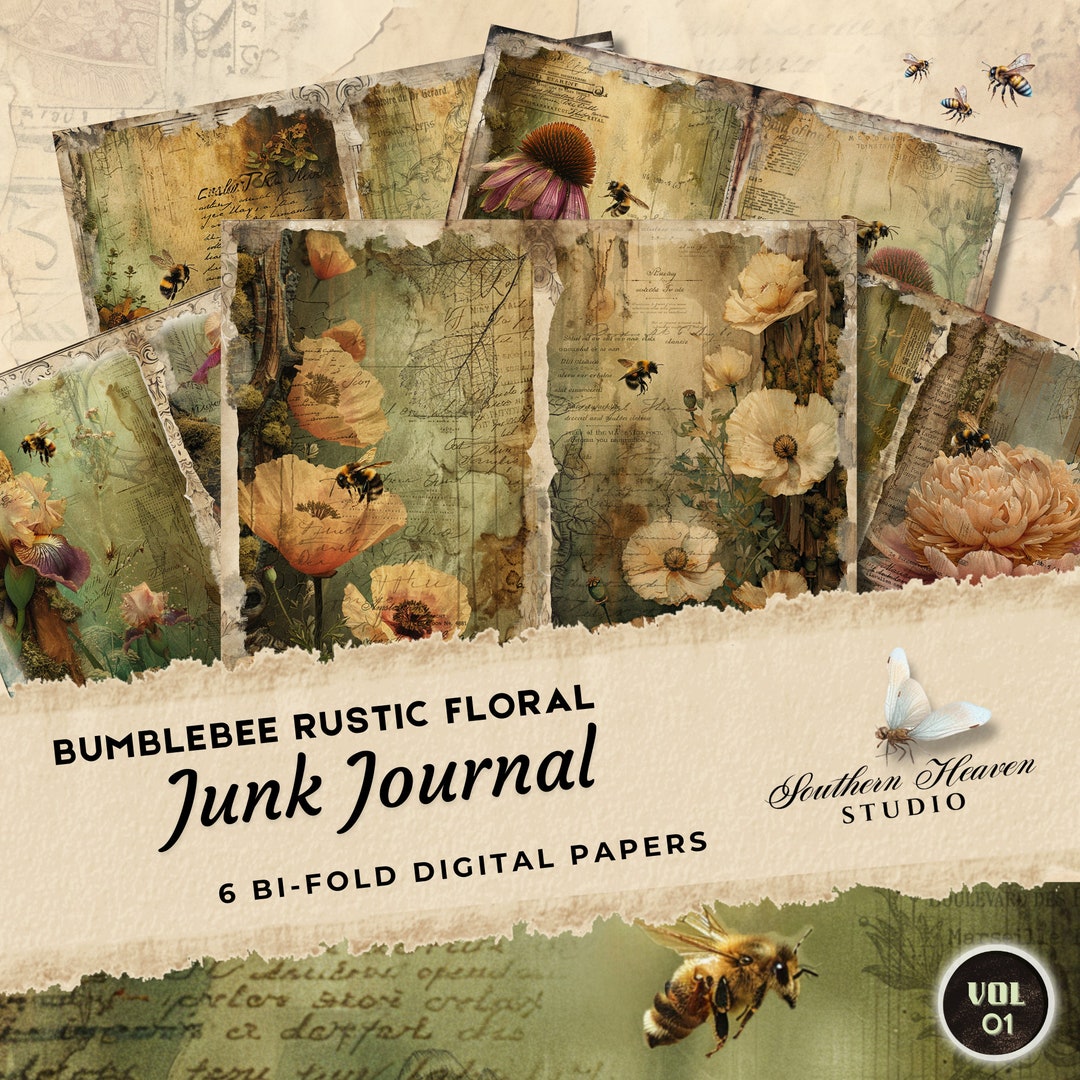 Bee Printable Junk Journal, Digital Junk Journal Pages, Vintage Junk ...