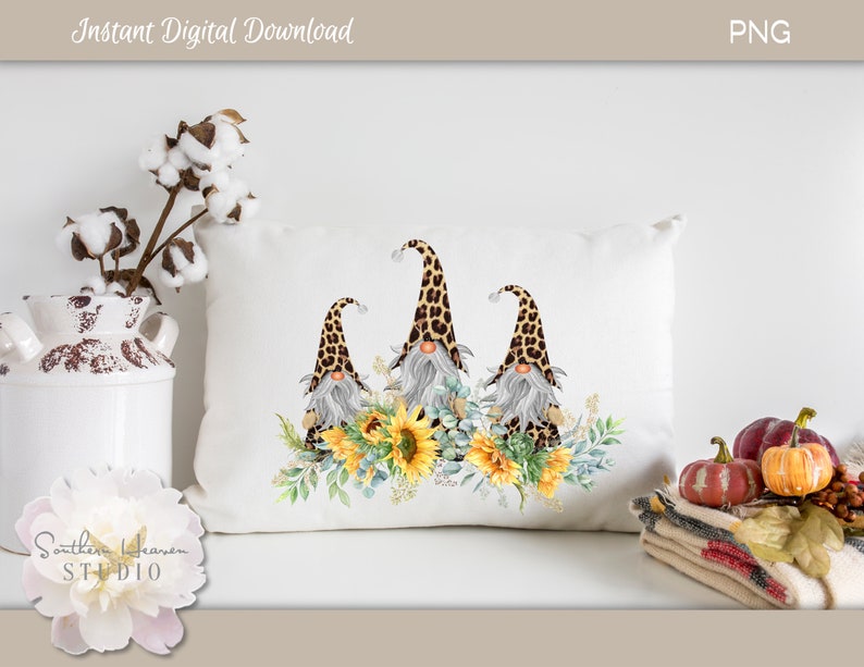 LEOPARD GNOMES SUNFLOWER Png Fall Gnome Gnome Love - Etsy