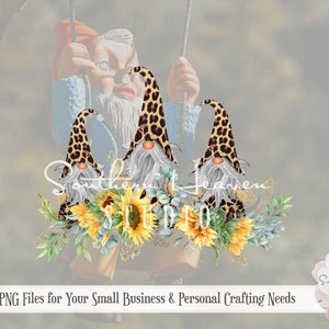 LEOPARD GNOMES SUNFLOWER Png Fall Gnome Gnome Love | Etsy