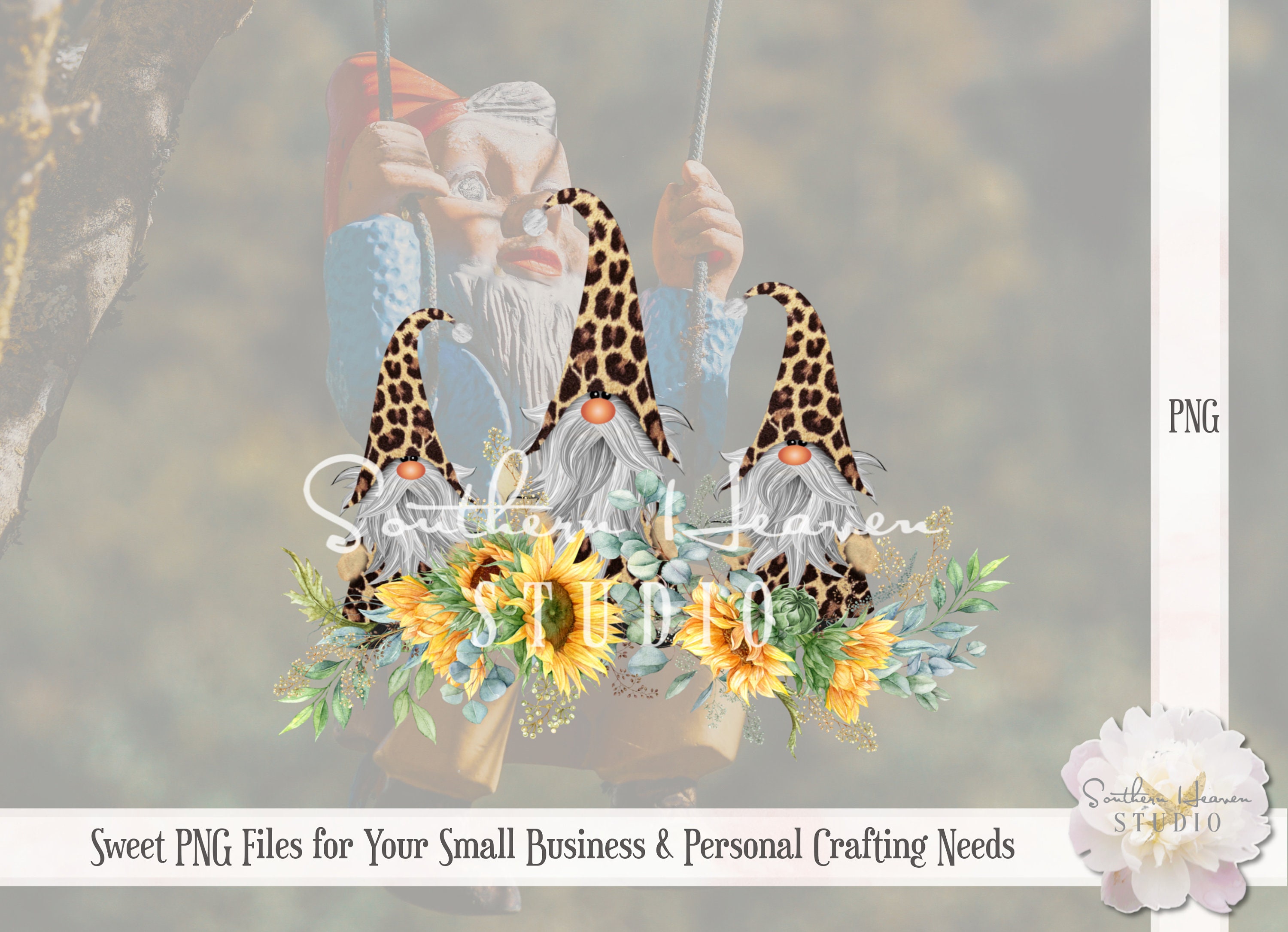 LEOPARD GNOMES SUNFLOWER Png Fall Gnome Gnome Love - Etsy