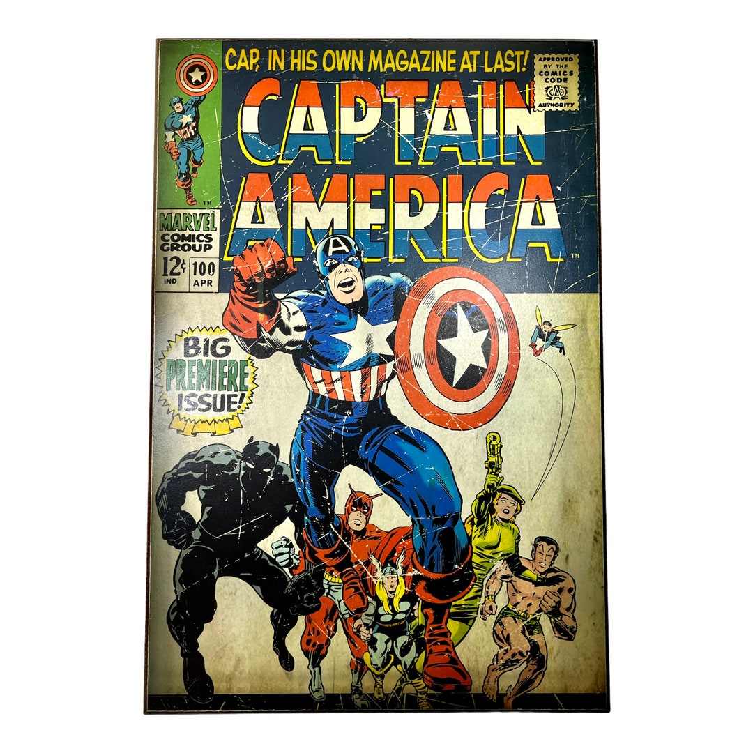 Captain America Wood Poster Laminate by Marvel Comics Size H 19" X W 13 ...
