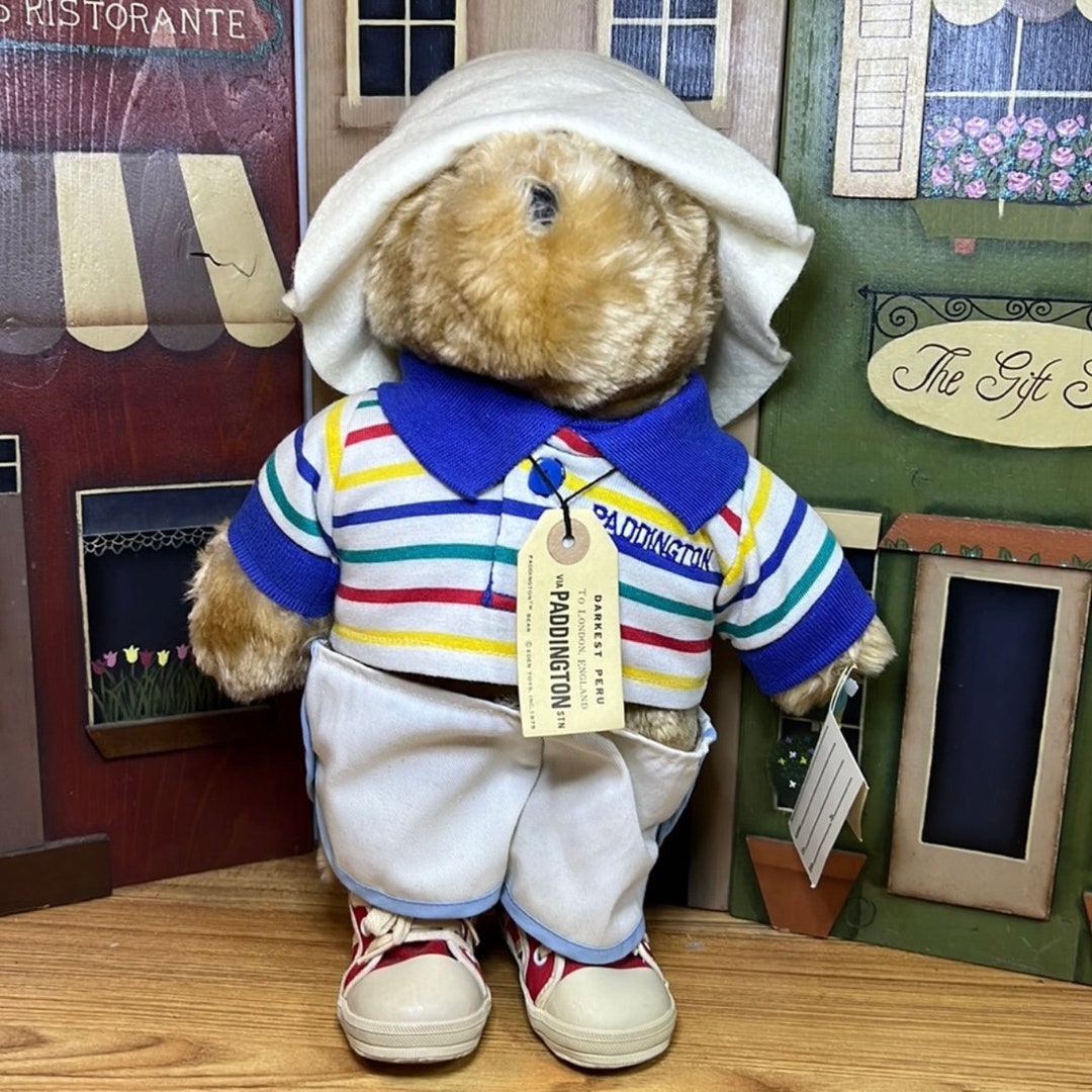 Vintage 1985 Paddington Bear Eden Toys Darkest Peru to London, England 13 Inches Doll Plush ...
