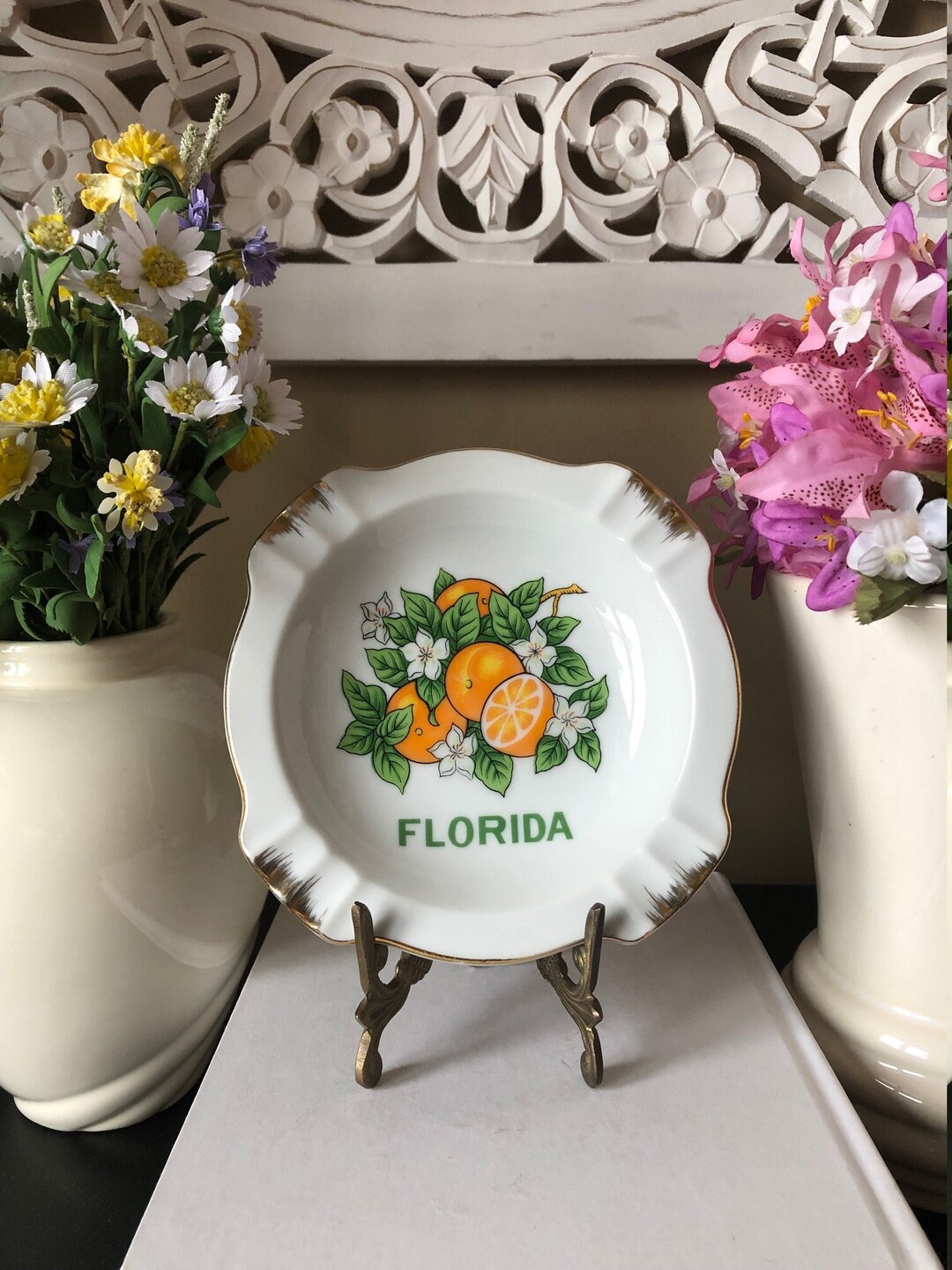 Vintage Florida Ceramic Ashtray, Florida Oranges Ashtray, Retro Florida ...