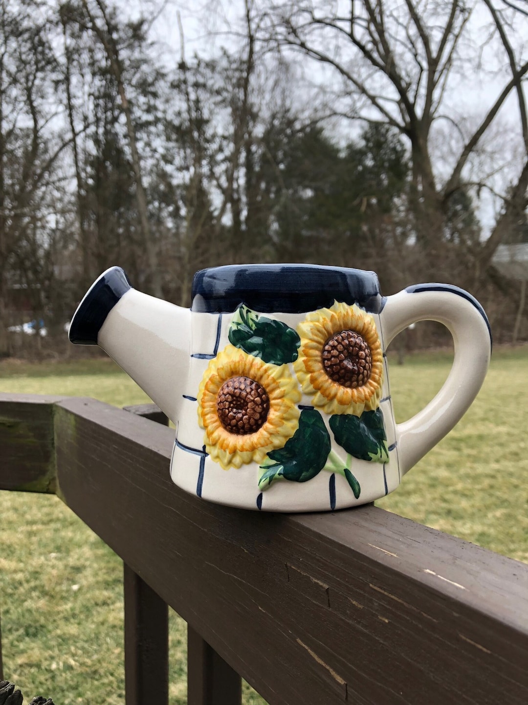 Sunflower Watering Can, Ceramic Sunflower Watering Can, Sunflower ...