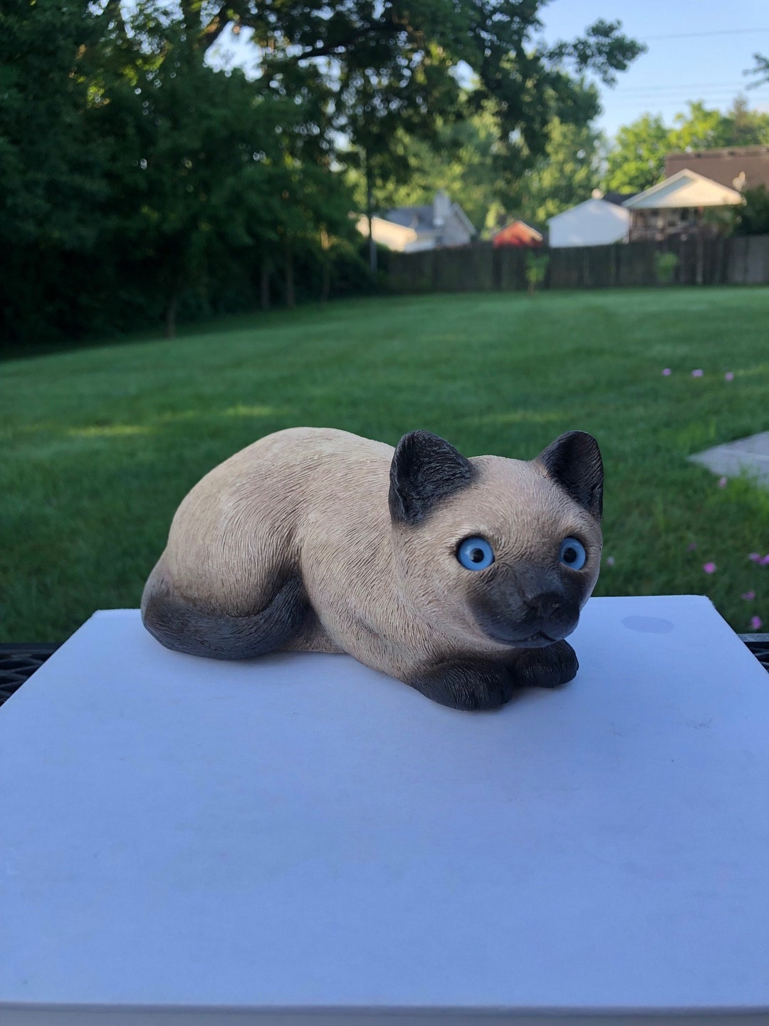 Vintage Siamese Cat Sculpture, Siamese Kitten, Siamese Cat Stone Statue ...