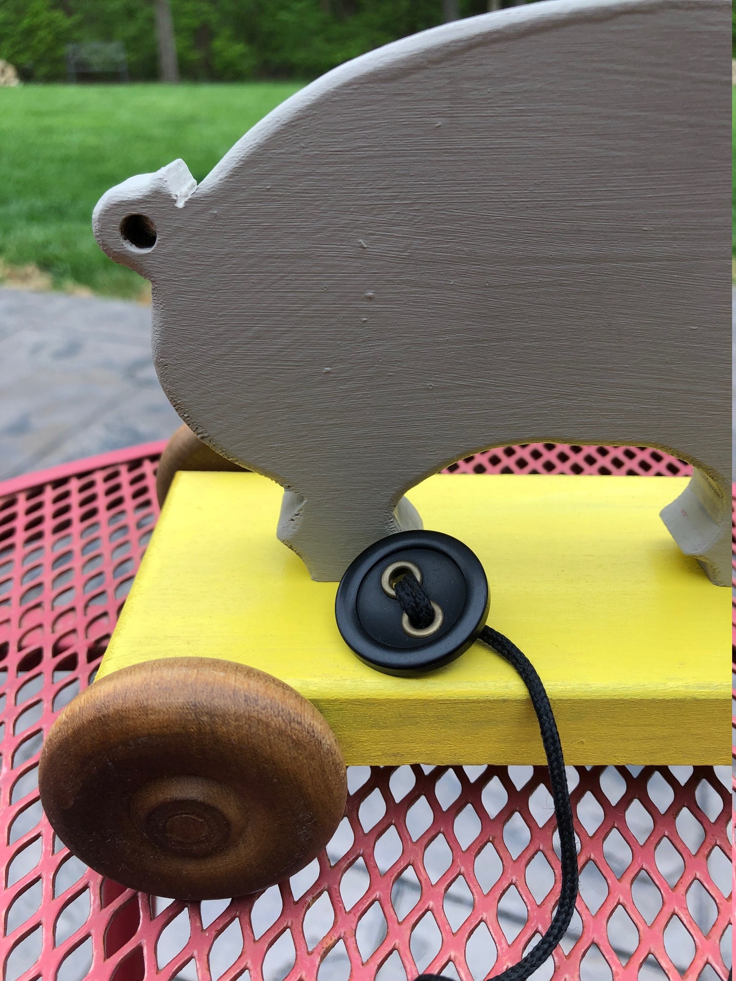 Pig Pull Toy Handmade Wood Pig Pull Toy Vintage Folk Art | Etsy