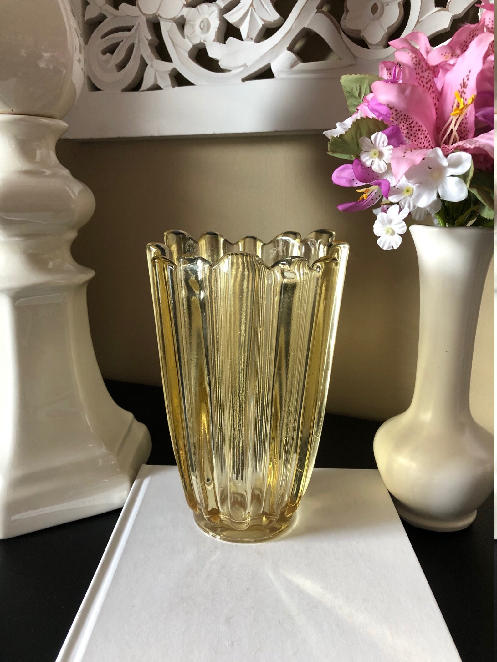 Vintage Fostoria Amber Glass Vase, Fostoria Signed Vase, Fostoria ...