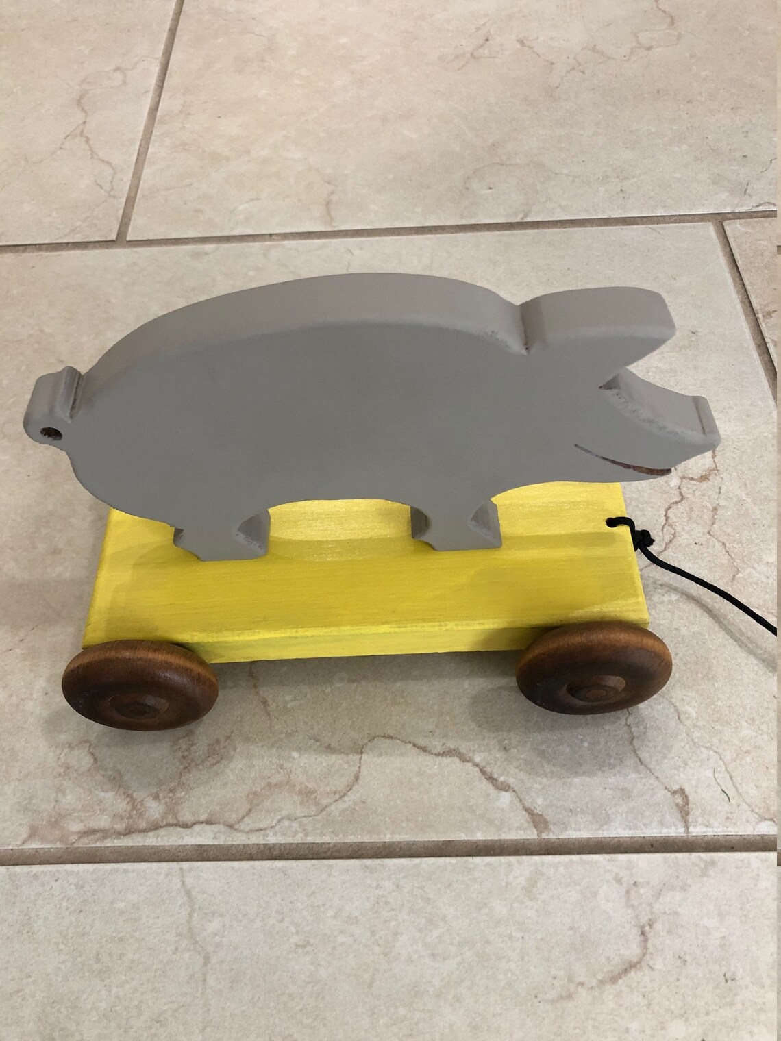 Pig Pull Toy Handmade Wood Pig Pull Toy Vintage Folk Art | Etsy