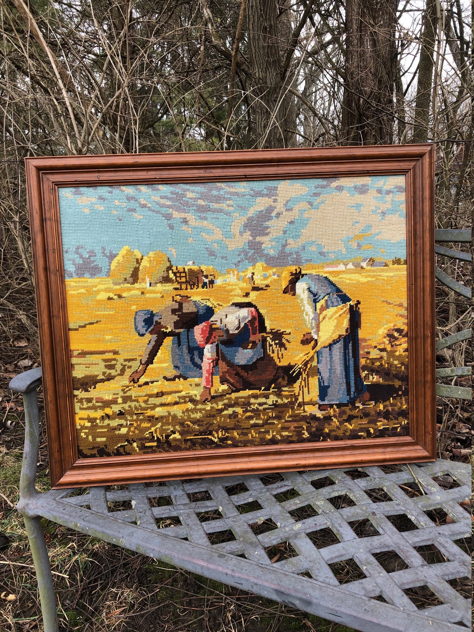Large Vintage Needlepoint Picture, Original Needlepoint Art, the ...