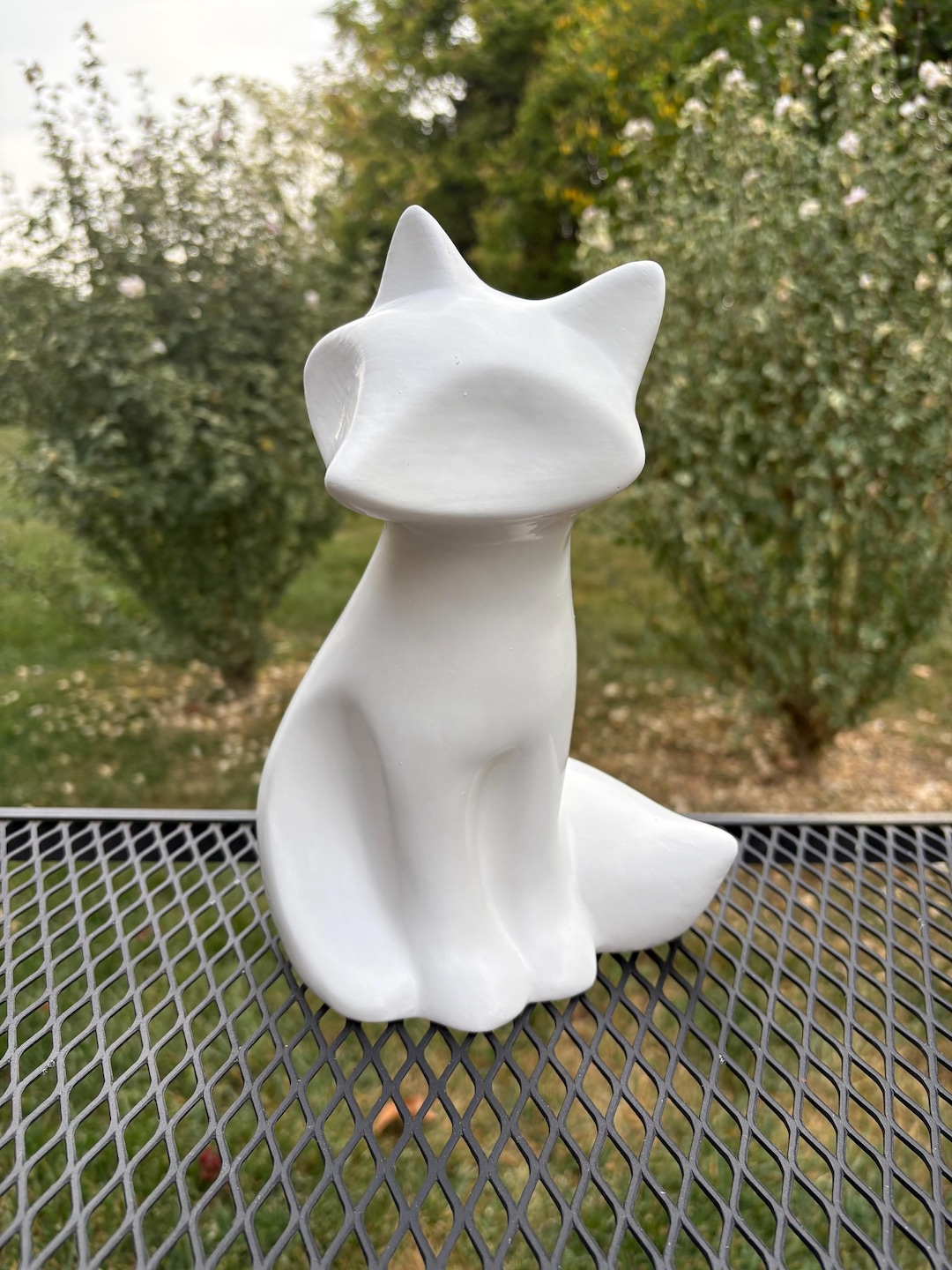 Fox Statue, White Fox Figurine, Mid Century Modern Style Fox, Large Fox ...