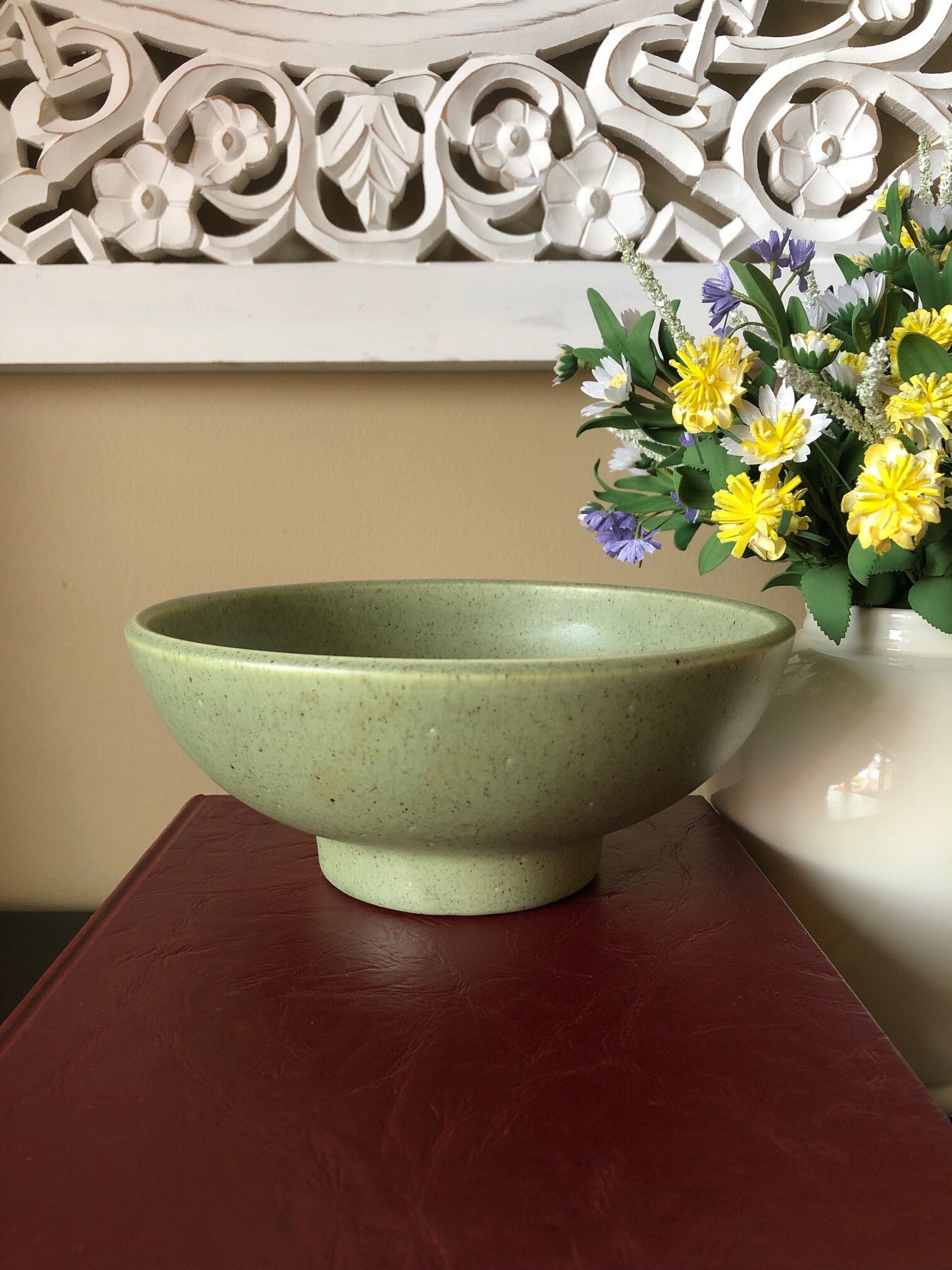 Haeger Green Bowl, Mid Century Modern Ceramic Bowl, Haeger Mid Century ...